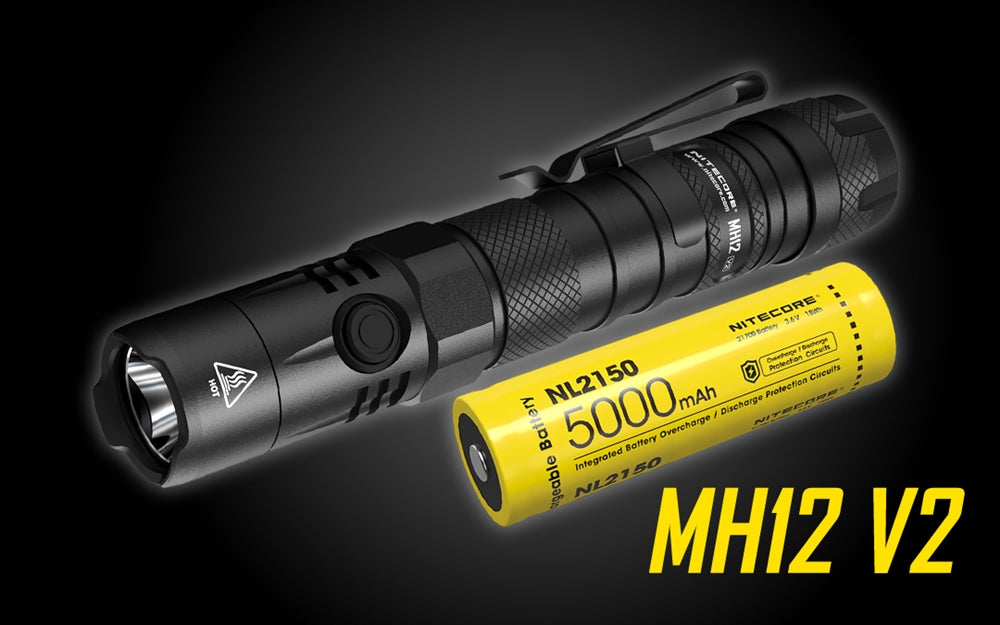 Nitecore MH12 v2 1200 Lumen USB-C Rechargeable Flashlight with 5000mAh ...